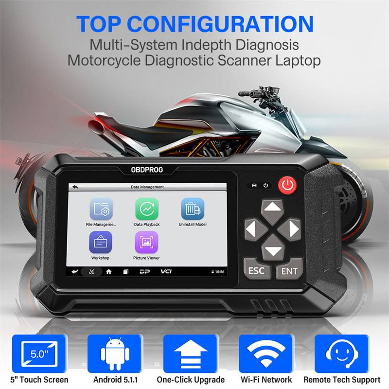 OBDPROG Moto 100 Motorcycle Diagnostic Tool Full System Diagnostic ECU ...